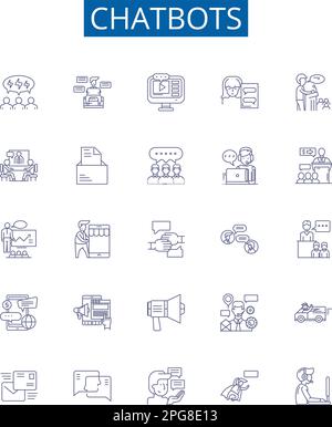 Chatbots line icons, signs set. Chatbots, Artificial, Intelligence, Automated, Conversational ...