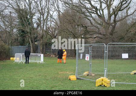 Ruislip, UK. 21st March, 2023. A new patch of bubbling liquid has ...