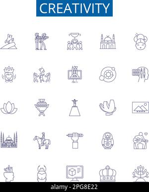 Creativity outline icons collection. Inventive, Resourceful, Innovative ...