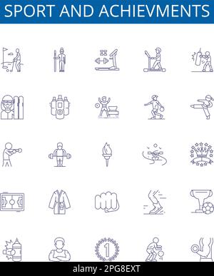Sport and achievments line icons signs set. Design collection of Sports ...