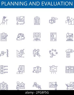 Resource evaluation line icons collection. Assessment, Appraisal ...