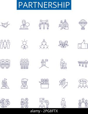 Joint participation line icons collection. Collaboration, Cooperation ...
