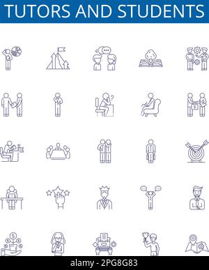 Teaching line icons collection. Instructing, Educating, Tutoring, Coaching, Mentoring, Guiding ...