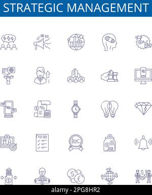 Strategic management line icons signs set. Design collection of ...