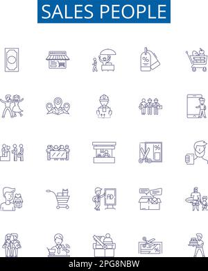 Sales representatives line icons collection. Persuasive, Ambitious ...