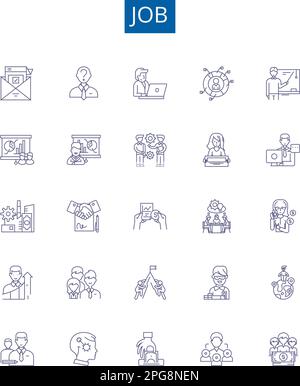 Career and occupation line icons signs set. Design collection of Job ...