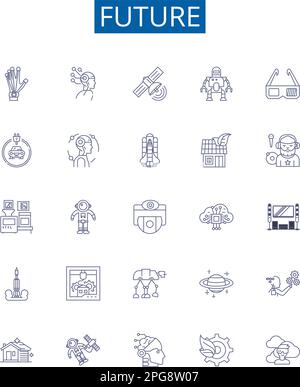 Future outline icons collection. Futurity, Foresee, Prospect ...