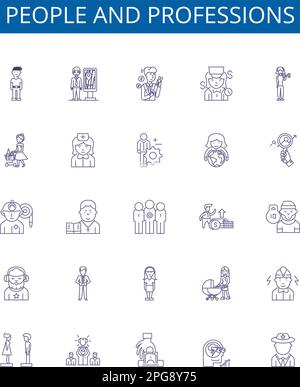 People and professions line icons signs set. Design collection of ...