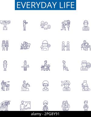 Everyday life line icons signs set. Design collection of ...
