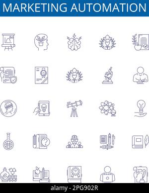 Marketing automation line icons, signs set. Automation, Marketing, Software, Strategy, Platform ...