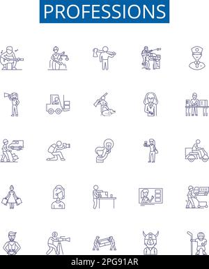 Managerial and career line icons collection. Leadership, Ambition ...