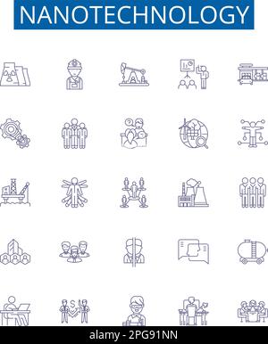 Nanotechnology line icons signs set. Design collection of Nano ...