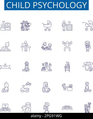 Child psychology line icons signs set. Design collection of Child ...