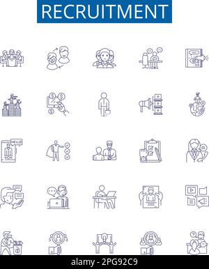 Staffing line icons collection. Recruitment, Placement, Employee ...
