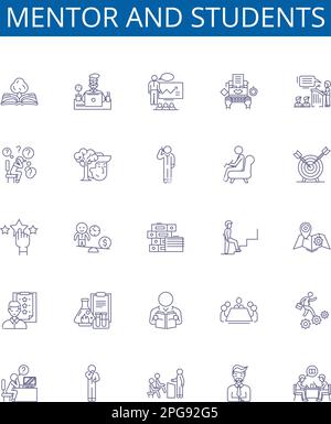 Training students outline icons collection. Train, Students, Instruct ...