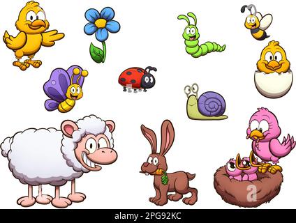 Spring Animals Clip Art Spring Clipart Set With Cute Girls And Animals
