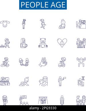 People age line icons signs set. Design collection of Aging, Maturation ...