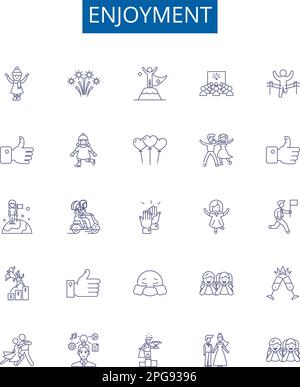 Enjoyment line icons collection. Bliss, Delight, Pleasure, Fun ...