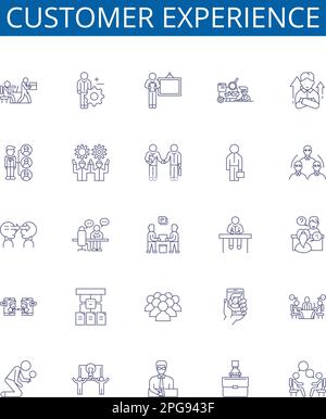 Customer experience line icons signs set. Design collection of Client, Quality, Satisfaction ...