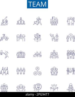 Team line icons collection. Squad, Group, Gang, Unit, Troop, Company ...