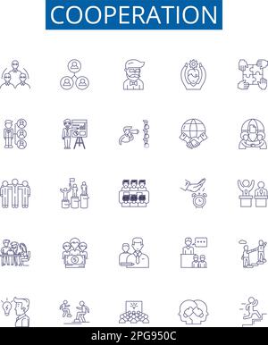 Interdependence line icons collection. Collaboration, Community ...