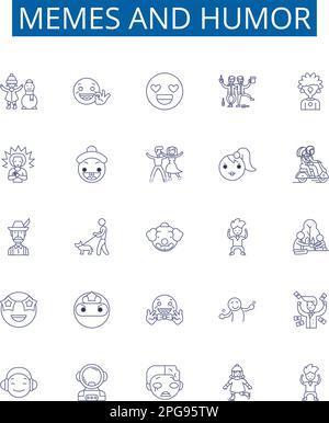 Memes and humor line icons, signs set. Memes, Humor, Comedy, Laughs ...