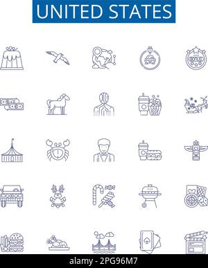 United states line icons signs set. Design collection of America, US ...