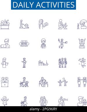 Daily activities line icons signs set. Design collection of Routine ...
