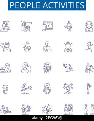 People activities line icons signs set. Design collection of Playing ...