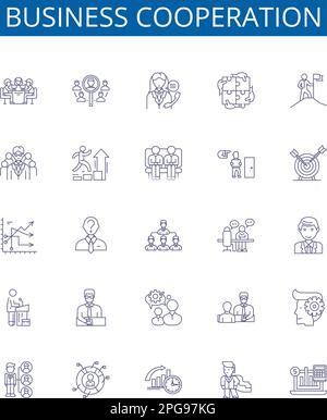 Conglomeration line icons collection. Merger, Amalgamation, Integration, Consortium, Assembly ...