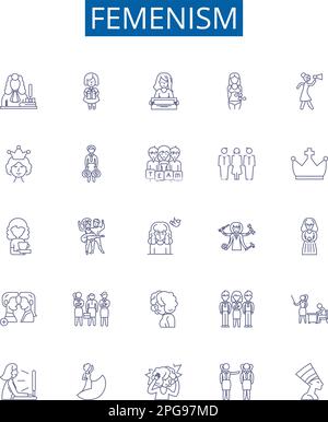 Femenism outline icons collection. Feminism, Activism, Gender, Equality ...