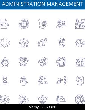 Management line icons collection. Administration, Control, Supervision ...