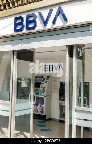 Mexico City,BBVA bank banking,outside exterior,building buildings,front ...