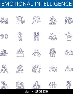 Emotional intelligence line icons signs set. Design collection of ...
