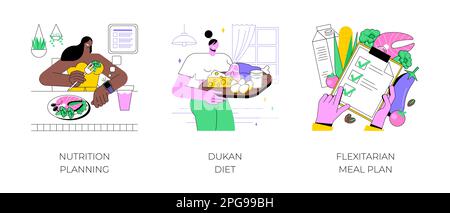 Flexitarian meal plan isolated cartoon vector illustrations Stock ...