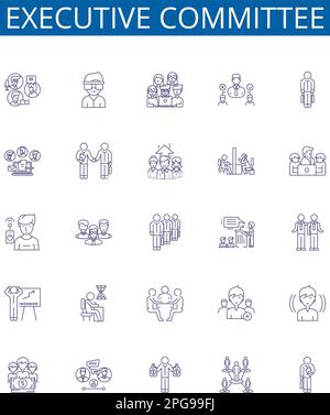 Executive committee line icons collection. Leadership, Decision-making ...