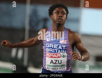 Jeremiah AZU of Great Britain 60m Men Heat during the European ...