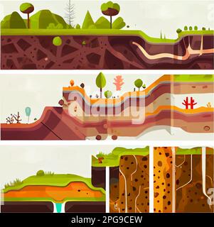 vector illustration of group underground layer of earth Stock Vector ...