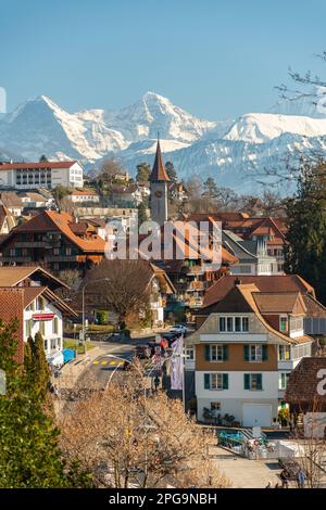 Hilterfingen, Canton Bern, Switzerland, February 12, 2023 Historic old ...