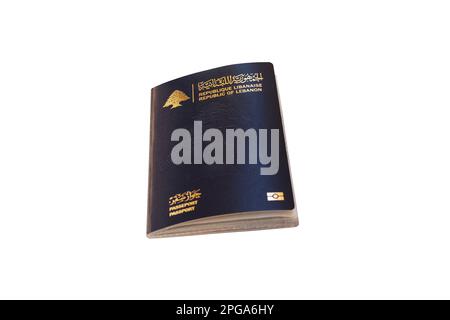 Lebanese Passport on a white background, Republic of Lebanon ...