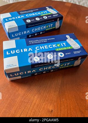 Lucira Check It Rapid Molecular At-Home COVID-19 Test is on display in ...