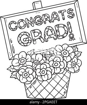 Graduation Congrats Grad Coloring Page for Kids Stock Vector Image ...