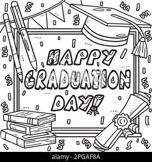 Happy Graduation Day Coloring Page for Kids Stock Vector Image & Art ...