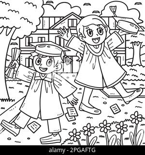 Graduation Day Coloring Page for Kids Stock Vector Image & Art - Alamy