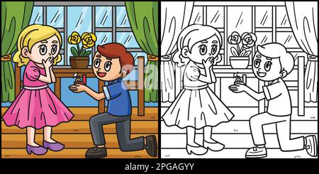 Wedding Proposal Coloring Page Illustration Stock Vector Image & Art ...