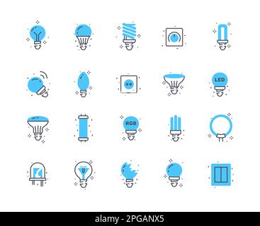 Glowing LED bulb set icons Stock Vector Image & Art - Alamy