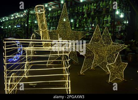 Cairo, Egypt, March 20 2023: Festive decorations in Egyptian streets ...