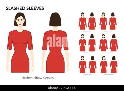 Set of Slashed sleeves clothes long, short, hanging, cape, slashed ...