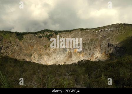 The crater of Mount Mahawu volcano in Tomohon, North Sulawesi ...