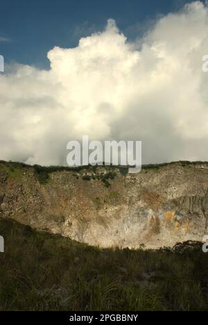 The crater of Mount Mahawu volcano in Tomohon, North Sulawesi ...